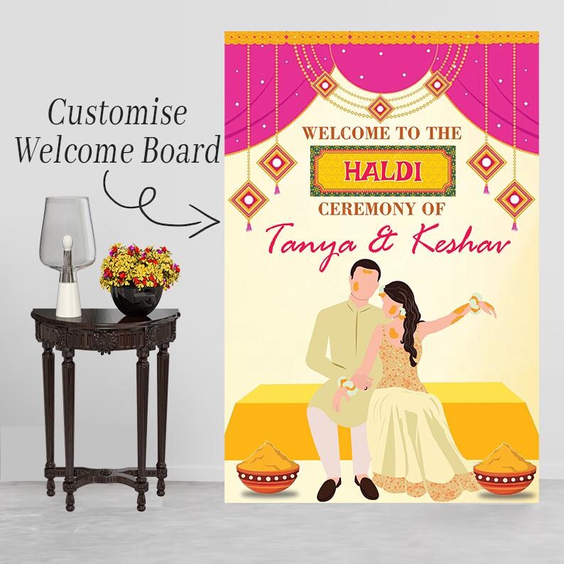 Indian Haldi Ceremony Welcome Sign: Traditional Wedding Decor - Etsy