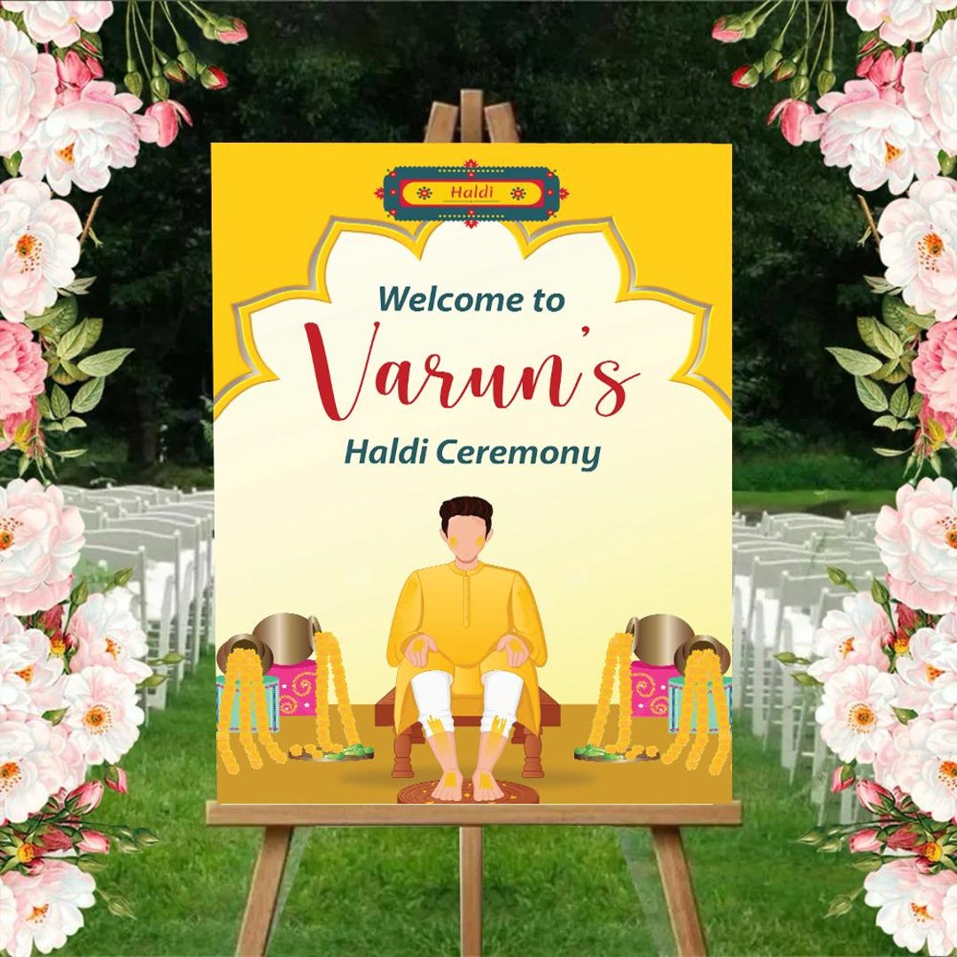 Personalized Indian Haldi Ceremony Welcome Sign Board - Etsy