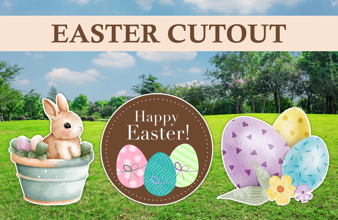 Easter Party Decoration Cutouts | Bunny Happy Easter Party Cutouts ...