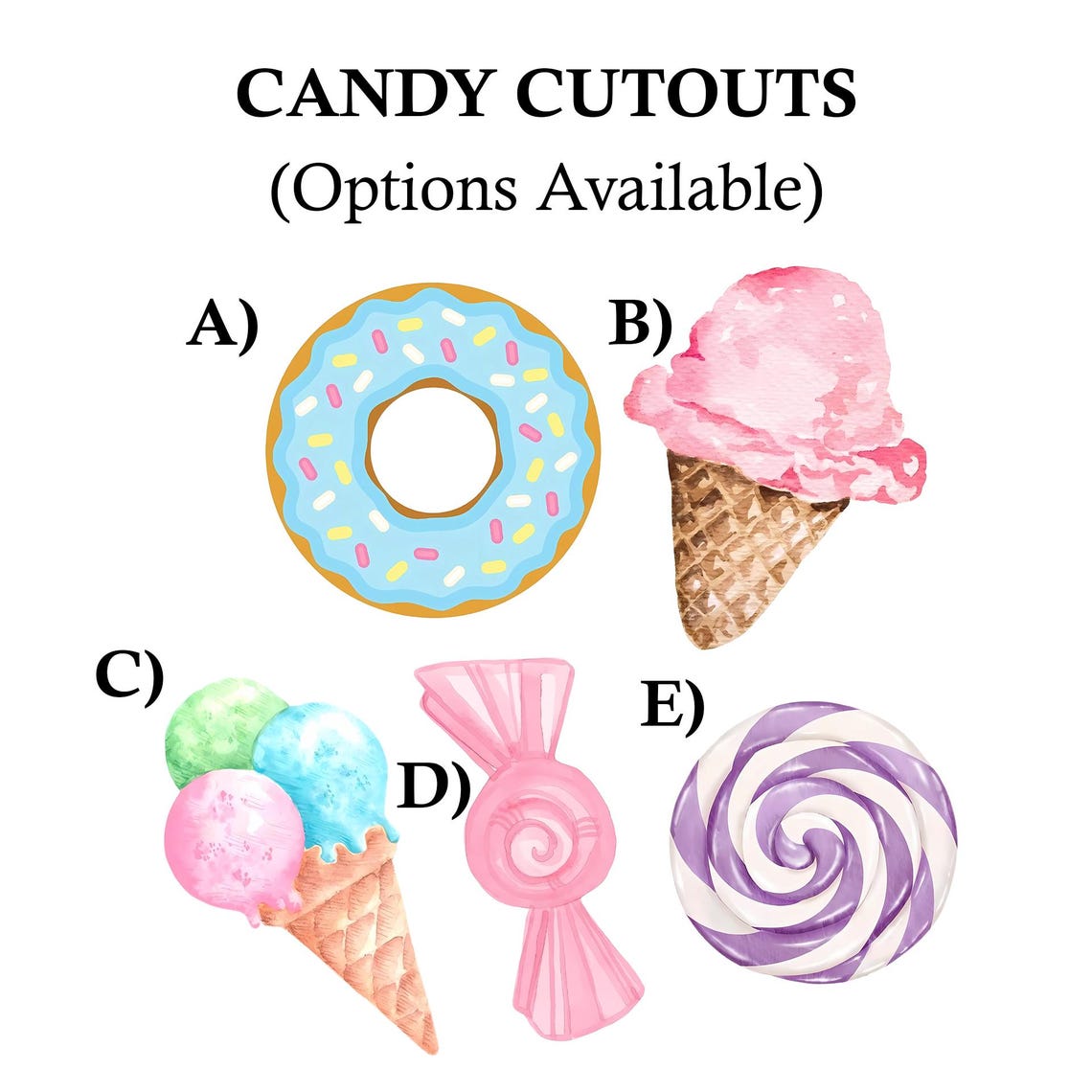 Candy Cutouts Candyland Party : Ice Cream & Donut Birthday Decorations ...