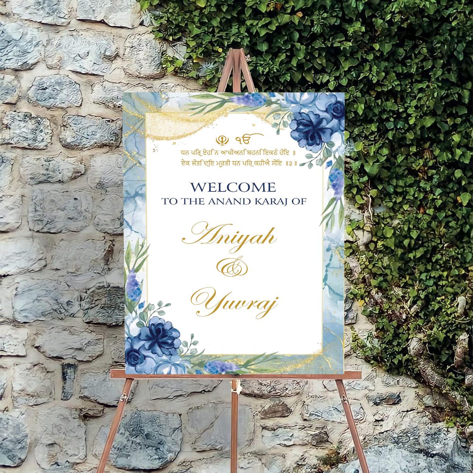 Anand Karaj Punjabi Wedding Sign, Punjabi Wedding Welcome Sign Board ...