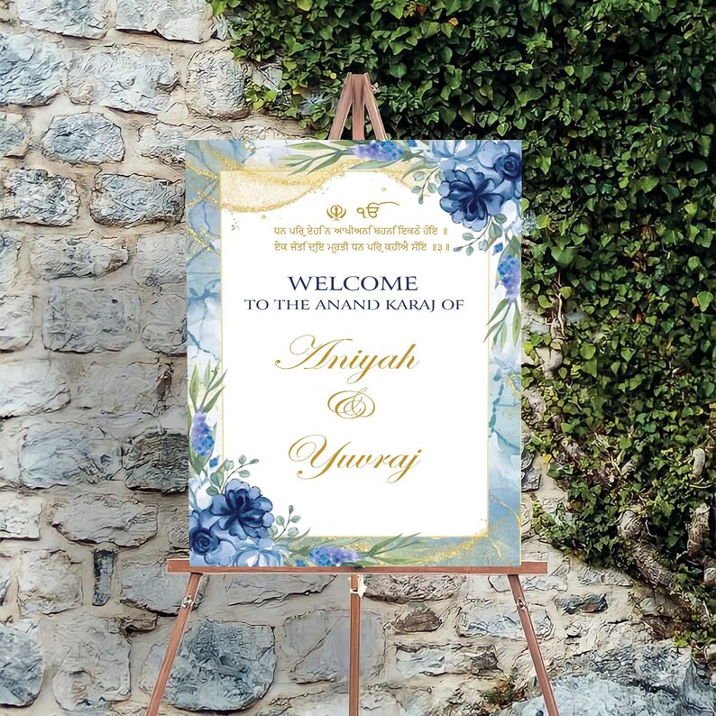 Anand Karaj Punjabi Wedding Sign, Punjabi Wedding Welcome Sign Board ...