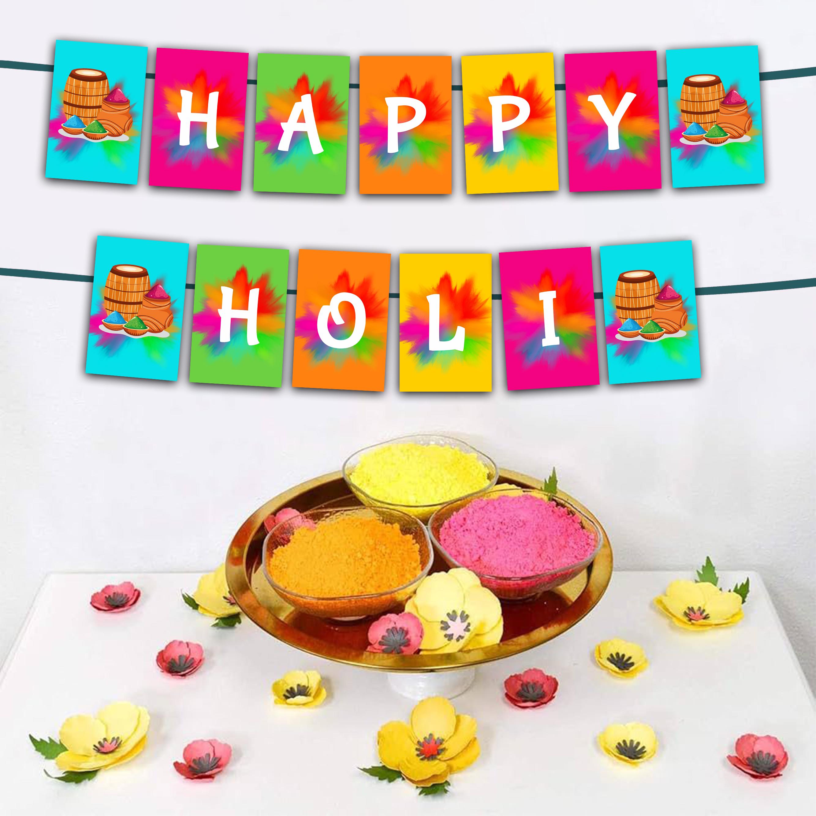 Holi Decoration Banner Holi Party Bunting Printable Holi Colorful Party ...
