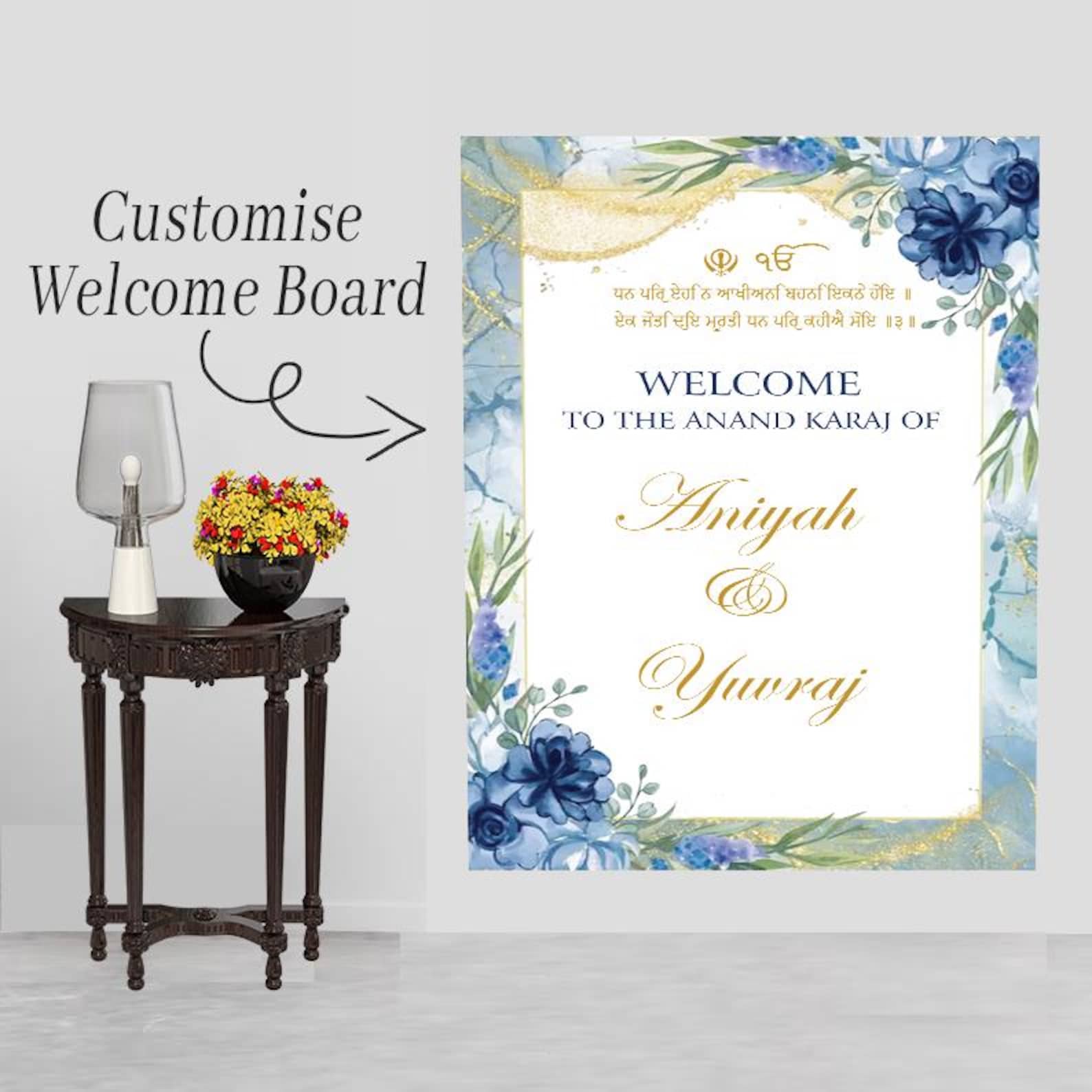 Anand Karaj Punjabi Wedding Sign, Punjabi Wedding Welcome Sign Board ...