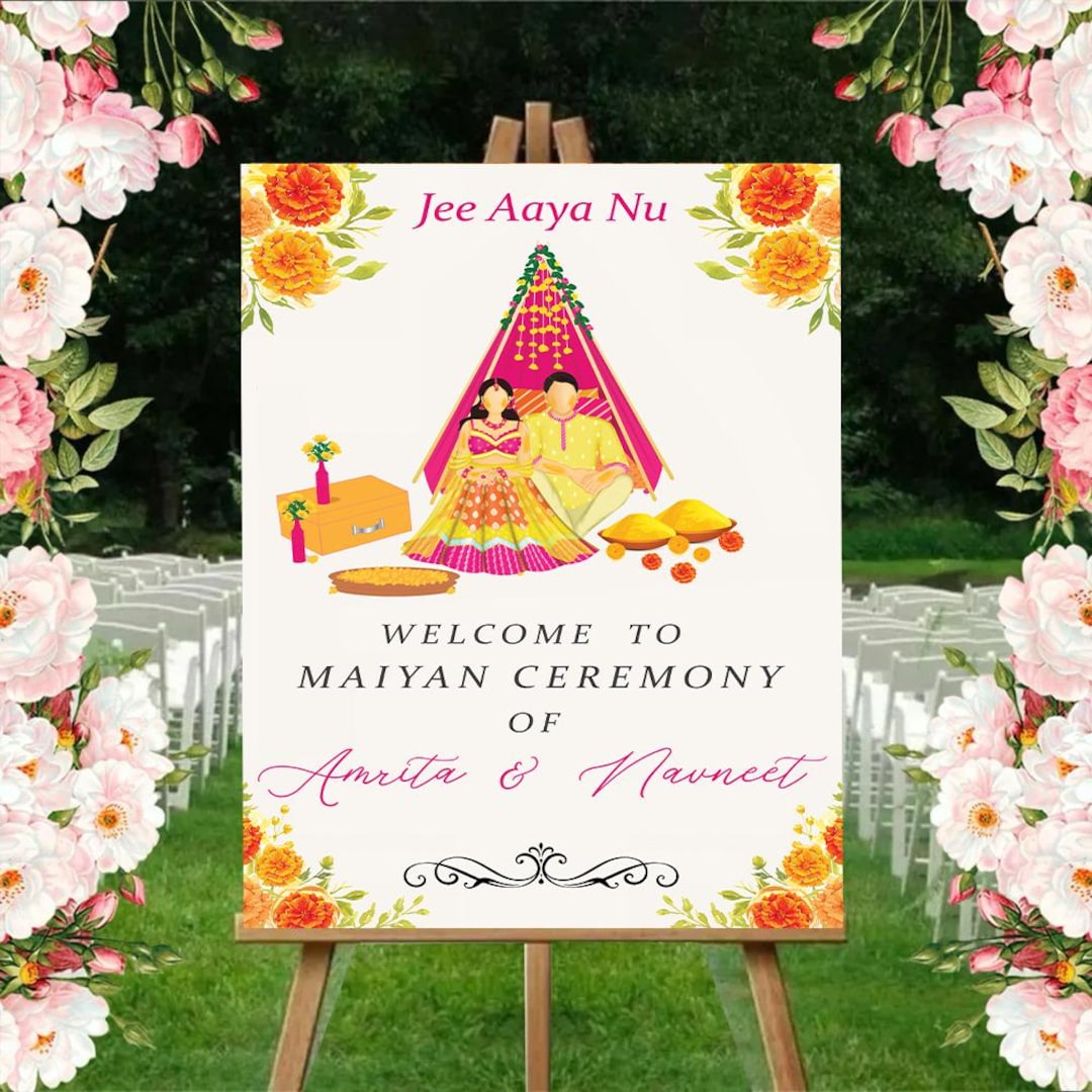 Maiyan Ceremony Welcome Sign: Punjabi Wedding Decor - Etsy