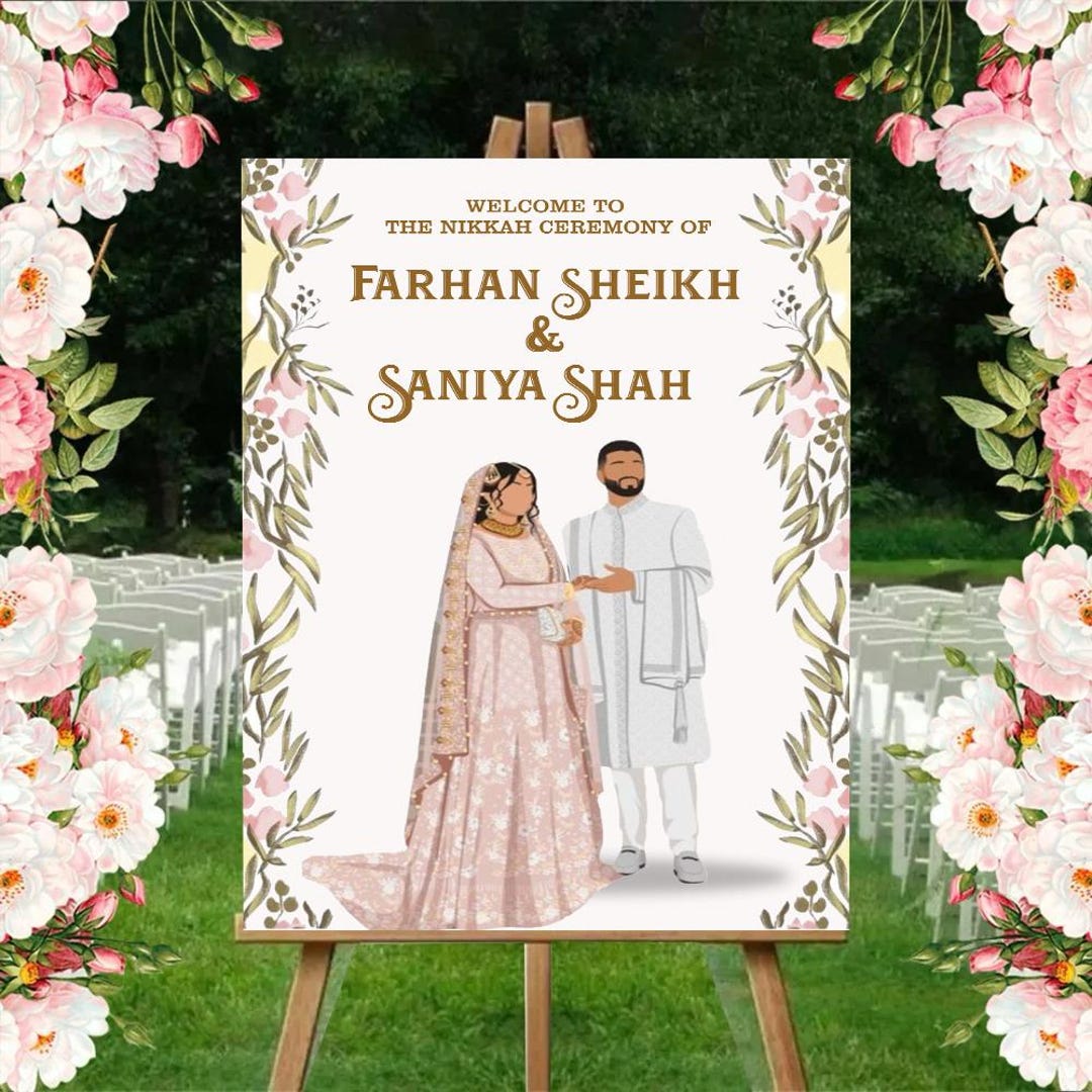 Islamic Nikkah Sign, Muslim Wedding Welcome Sign Board, Nikkah Welcome ...