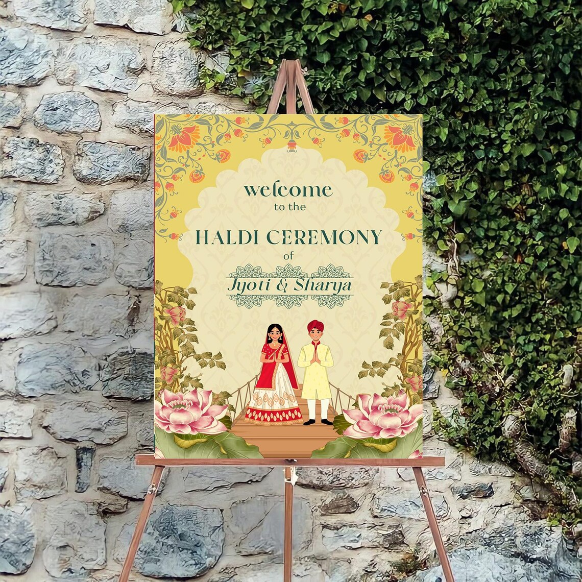 Indian Haldi Sign, Hindu Haldi Ceremony Welcome Sign Board, Indian ...
