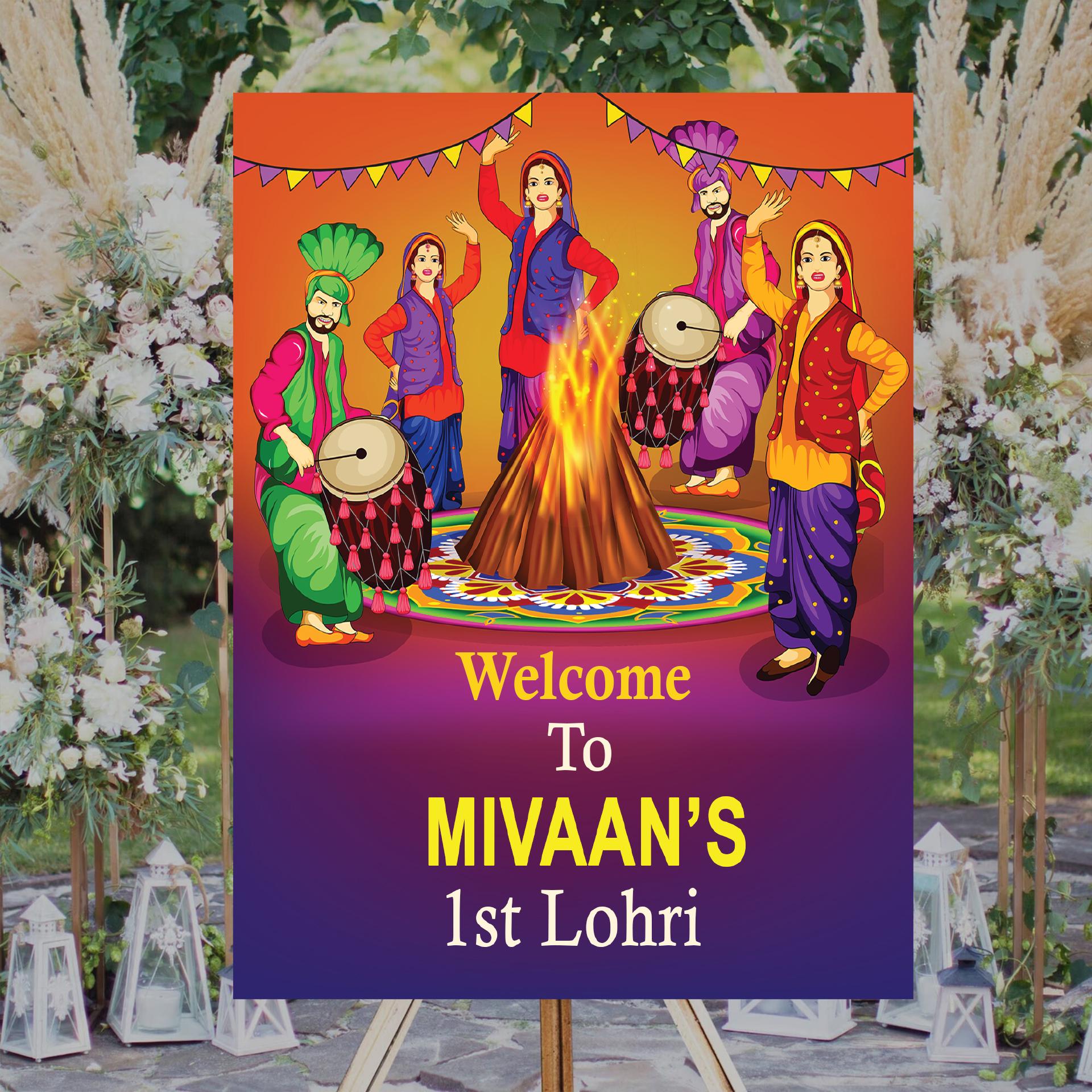 Lohri Party Welcome Sign welcome Board for Punjabi Lohri Party lohri ...