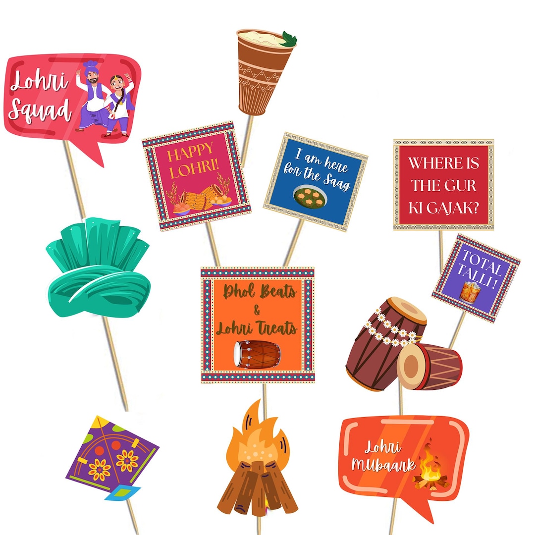 Lohri Party Photo Booth Props Kit | 12 Pc DIY Fun Prop | Punjabi ...