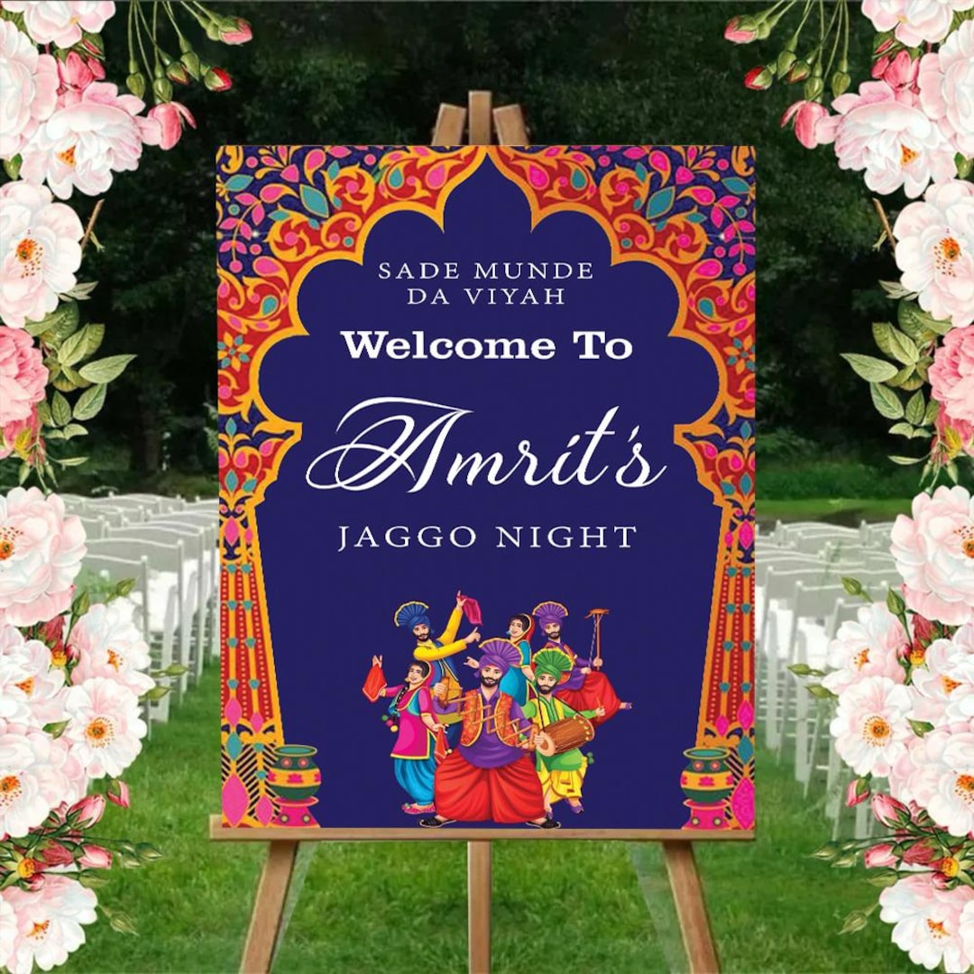 Jagoo Ceremony Sign, Punjabi Jagoo Ceremony Welcome Sign Board, Jagoo ...
