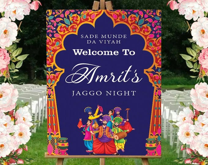Punjabi Jaggo Ceremony Welcome Sign: Traditional Wedding Decor - Etsy
