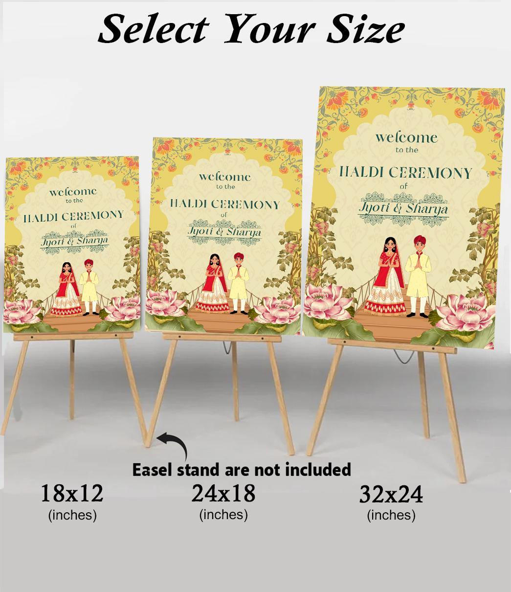 Indian Haldi Sign, Hindu Haldi Ceremony Welcome Sign Board, Indian ...