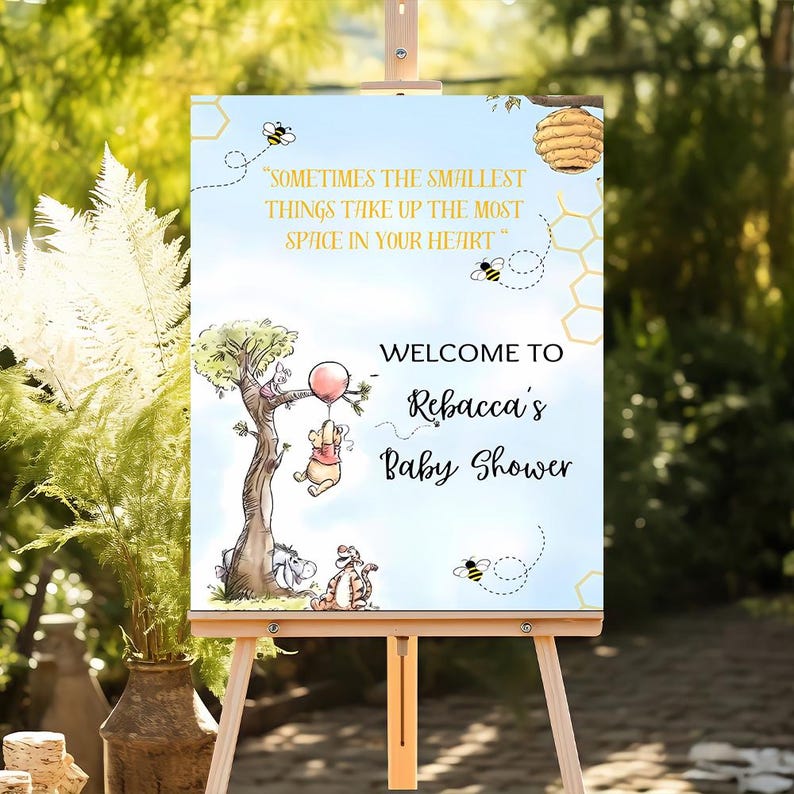 Winnie the Pooh Baby Shower Welcome Sign: Classic Bear Theme - Etsy