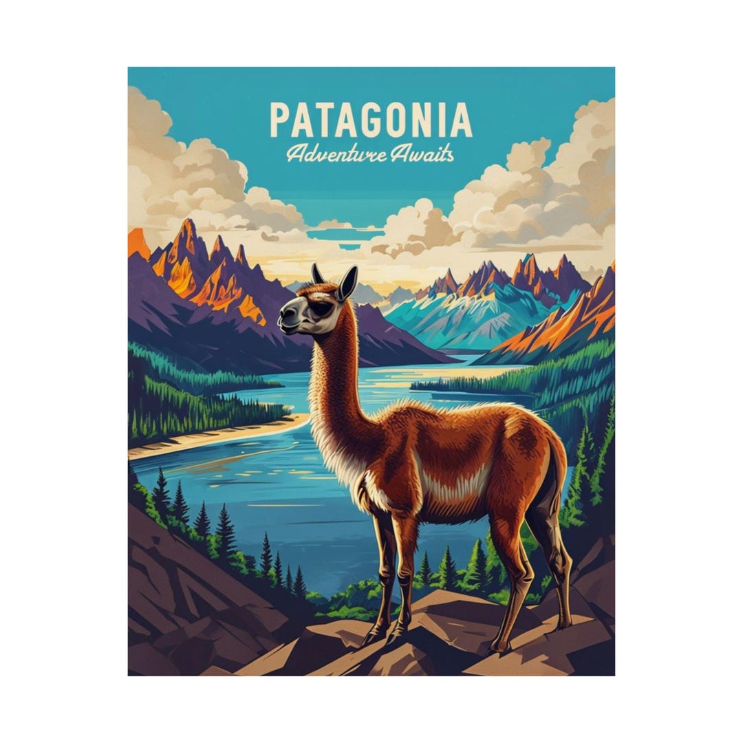 Patagonia Travel Poster - Vintage Mountain Landscape Print - Retro ...