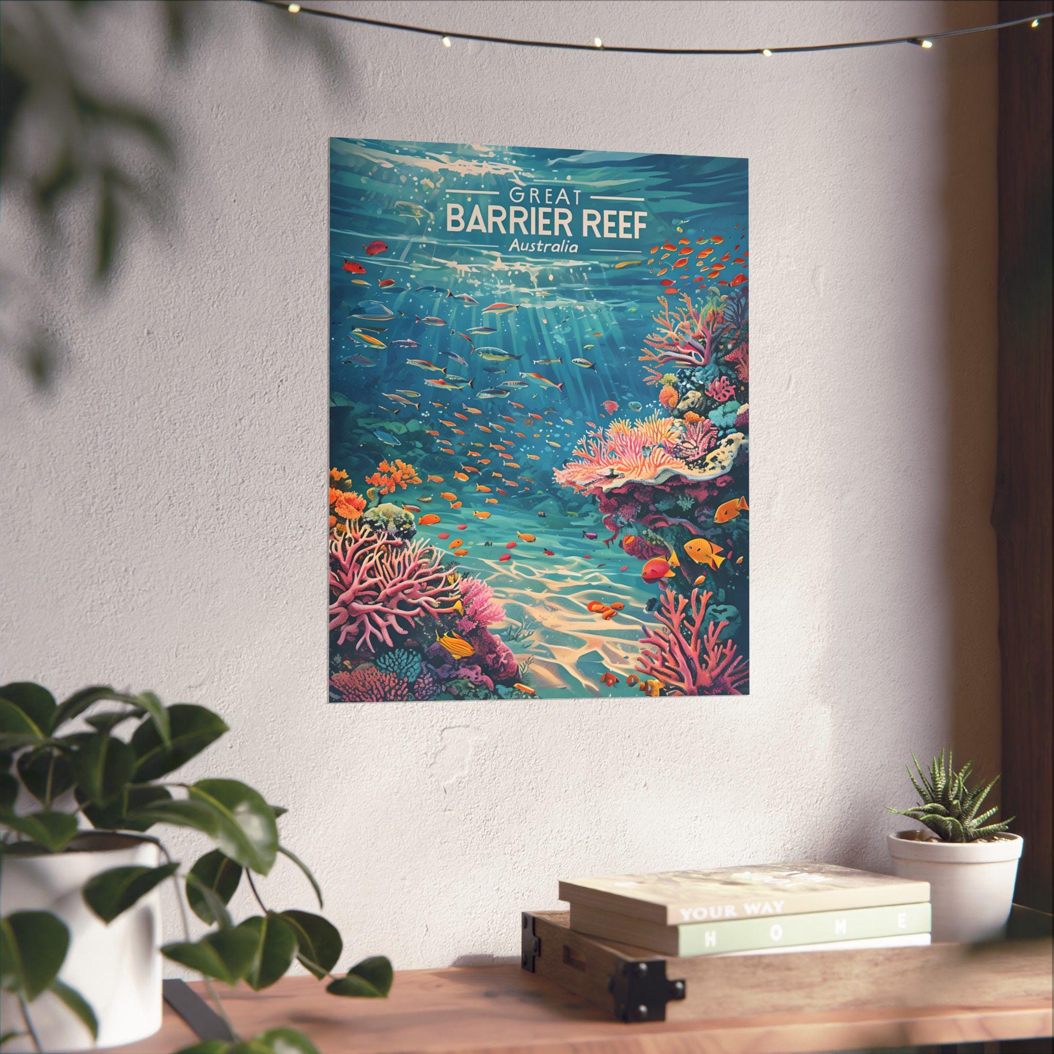 Great Barrier Reef Travel Poster - Vintage Ocean Wall Art - Retro ...