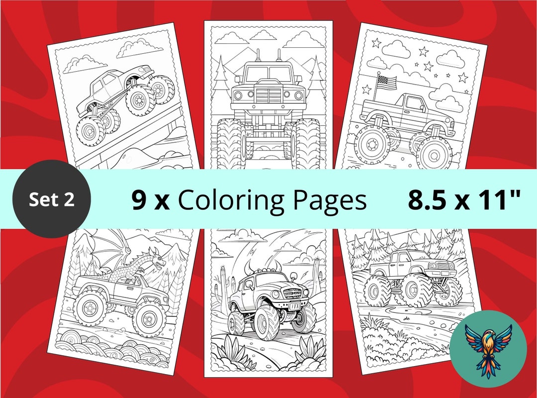 Bundle 2: Monster Truck Coloring Pages, Monster Trucks, Coloring Book ...