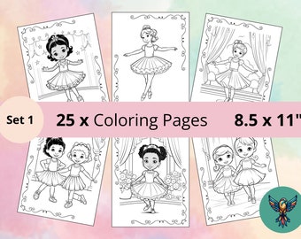 23 X Ballet Coloring Pages, Bundle, Cute, Ballerina Coloring Pages ...