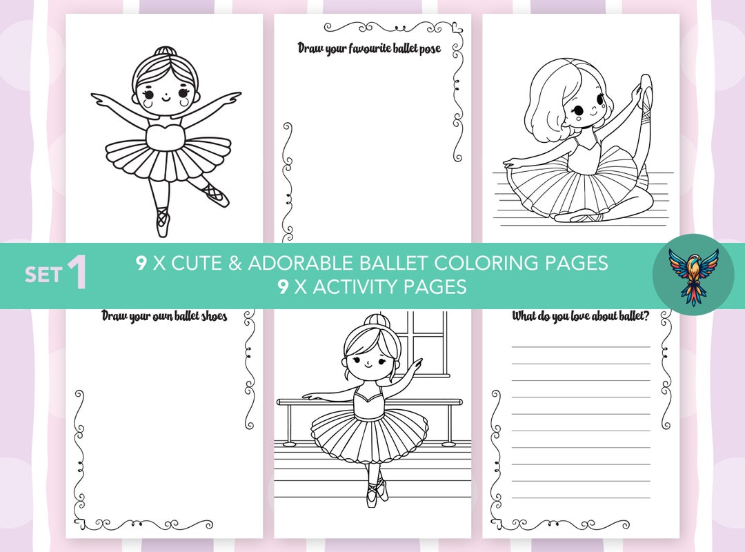 Bundle 1: Ballet Coloring Pages, Ballerina Printables, Activities for ...