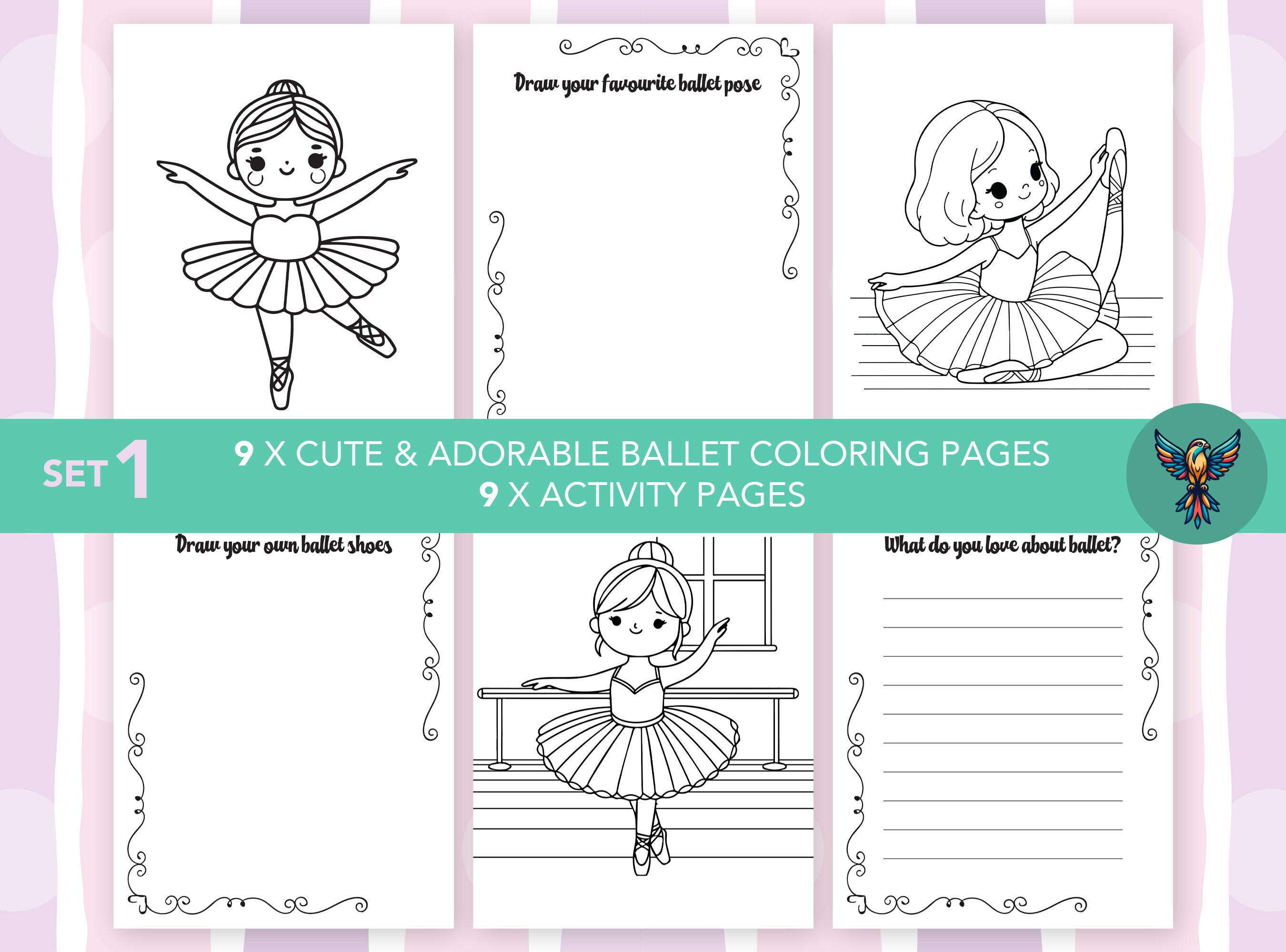 Bundle 1: Ballet Coloring Pages, Ballerina Printables, Activities for ...