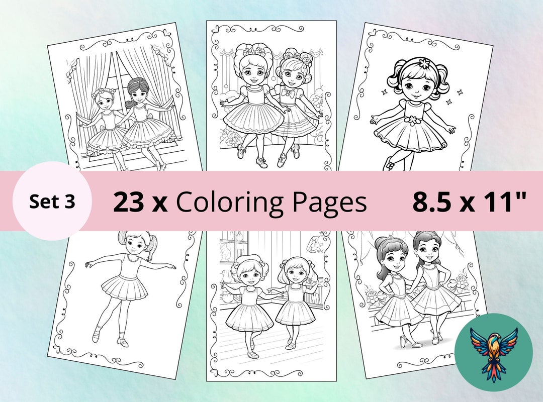 23 X Ballet Coloring Pages, Bundle, Cute, Ballerina Coloring Pages ...
