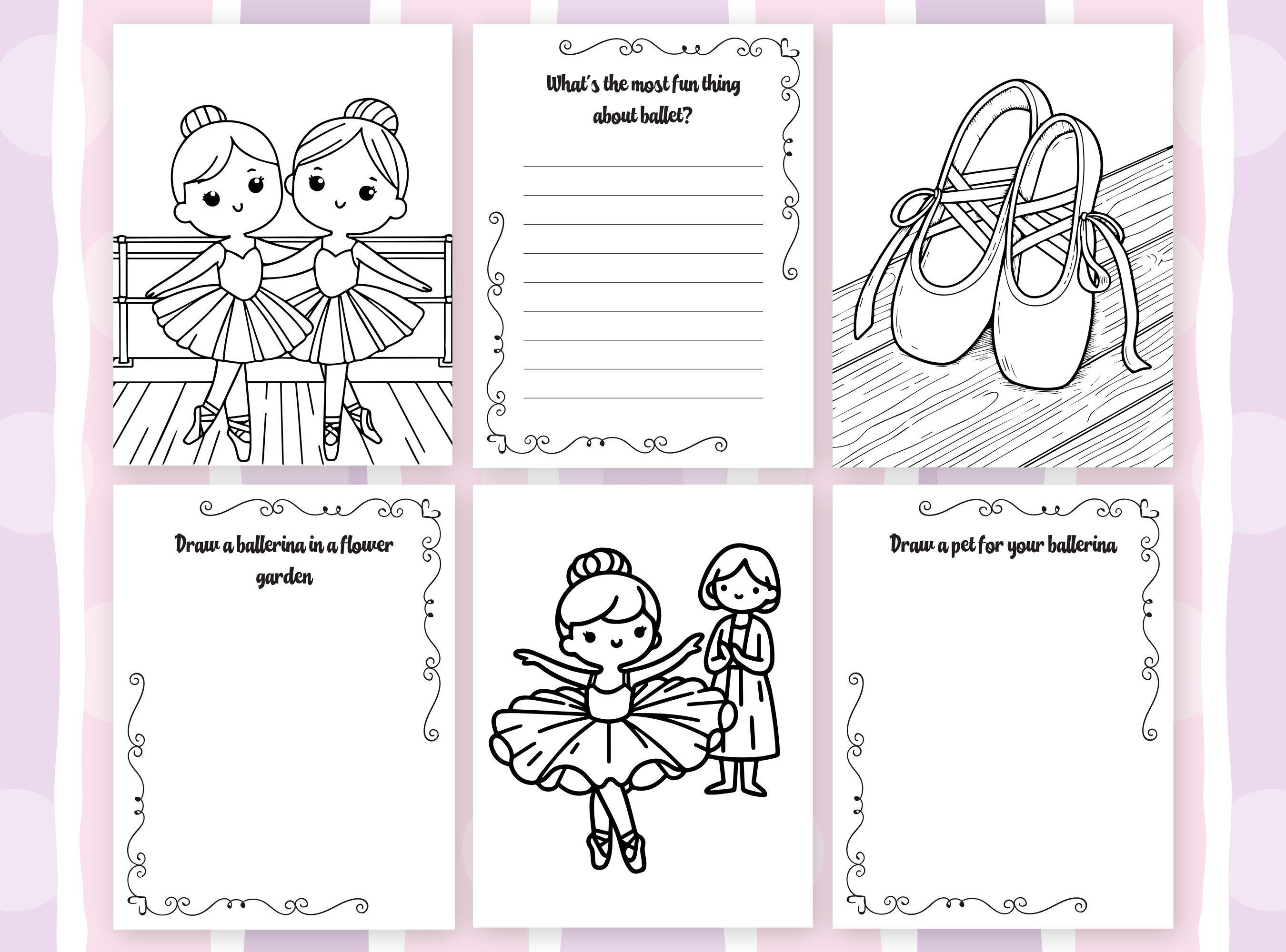 Bundle 1: Ballet Coloring Pages, Ballerina Printables, Activities for ...