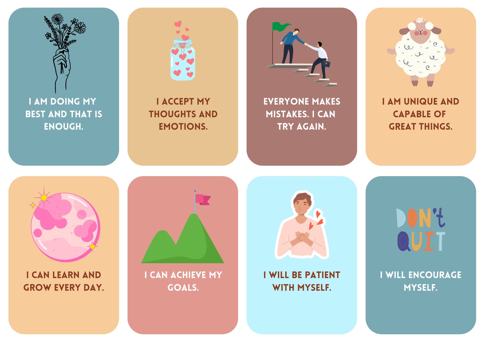 Self-compassion Affirmation Cards - Etsy