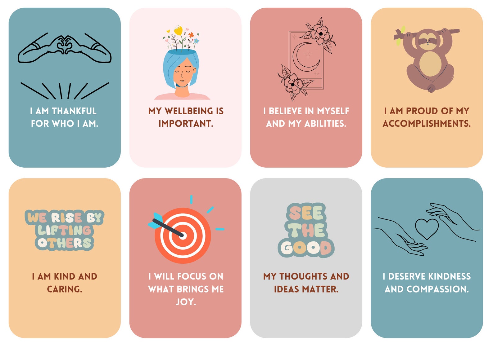 Self-compassion Affirmation Cards - Etsy
