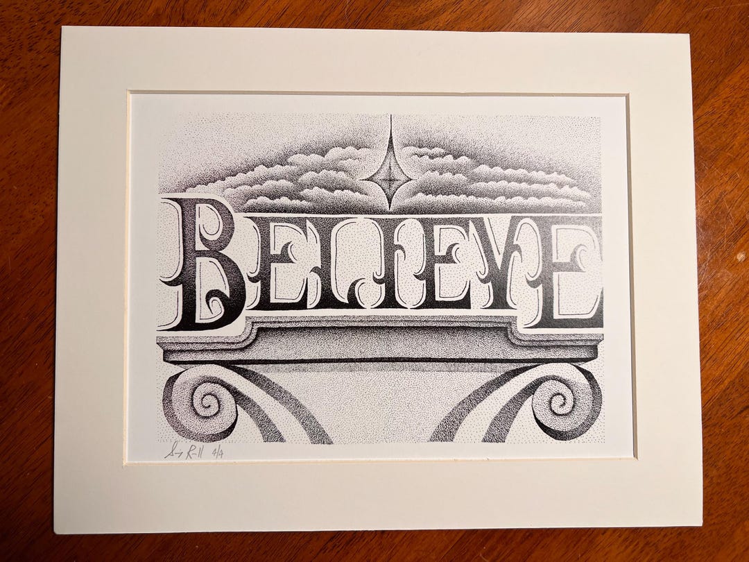 Believe Pointillism Art, Lettering Art, Victorian Type, Stippling Art ...