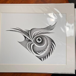 Owl Pointillism Art, Abstract Owl Art, Stippling Art, Dot Work, Owl Art ...