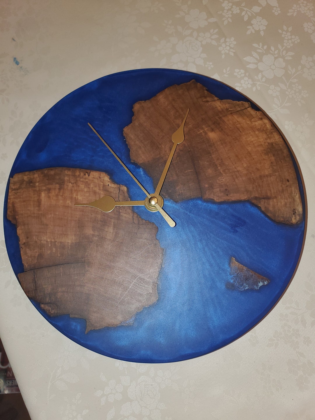 Wood & Blue River Clock - Etsy