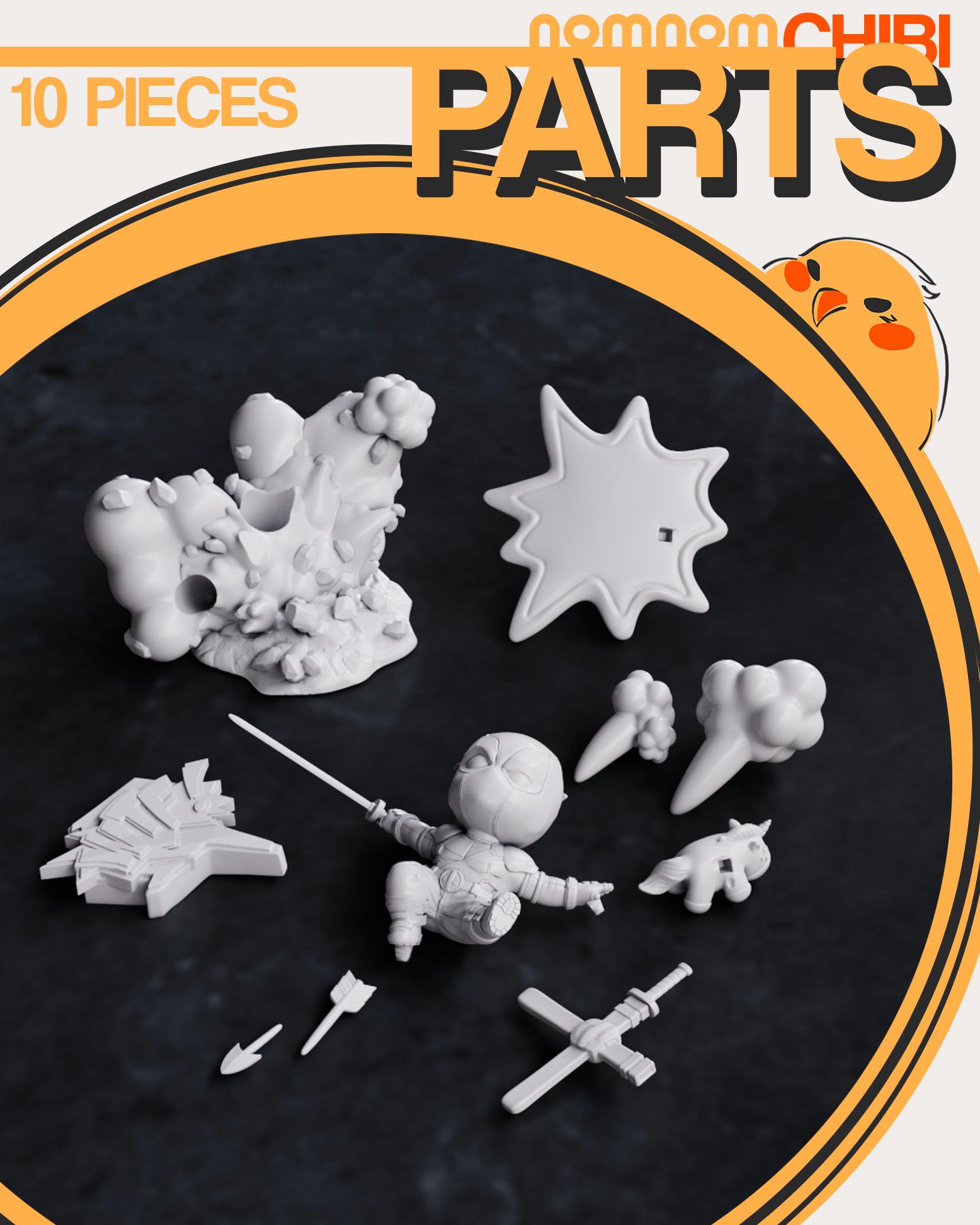 Deadpool Chibi 3d Printed Model Unassembled Unpainted - Etsy