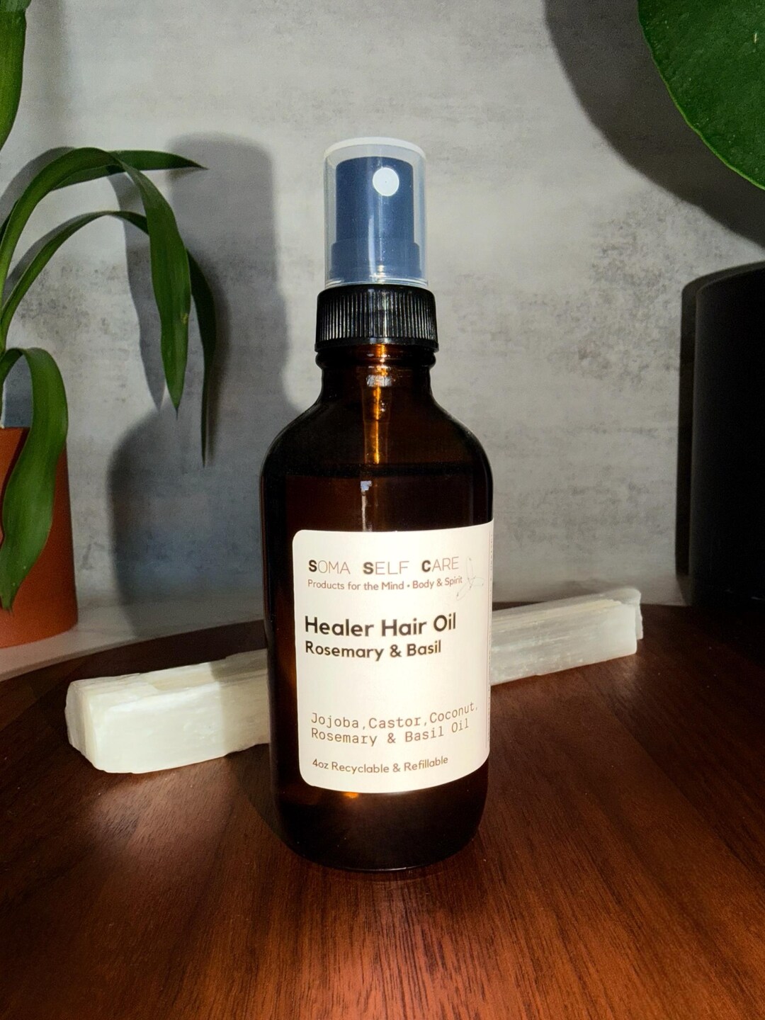 Healer Hair Oil Spray - Rosemary Basil - Castor Jojoba - Simple Natural ...