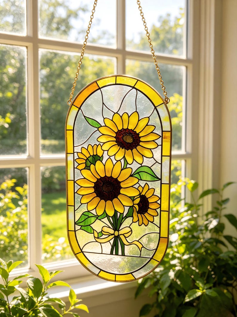 Stained Glass Poppy Suncatcher, Vibrant Floral Window Hanging ...