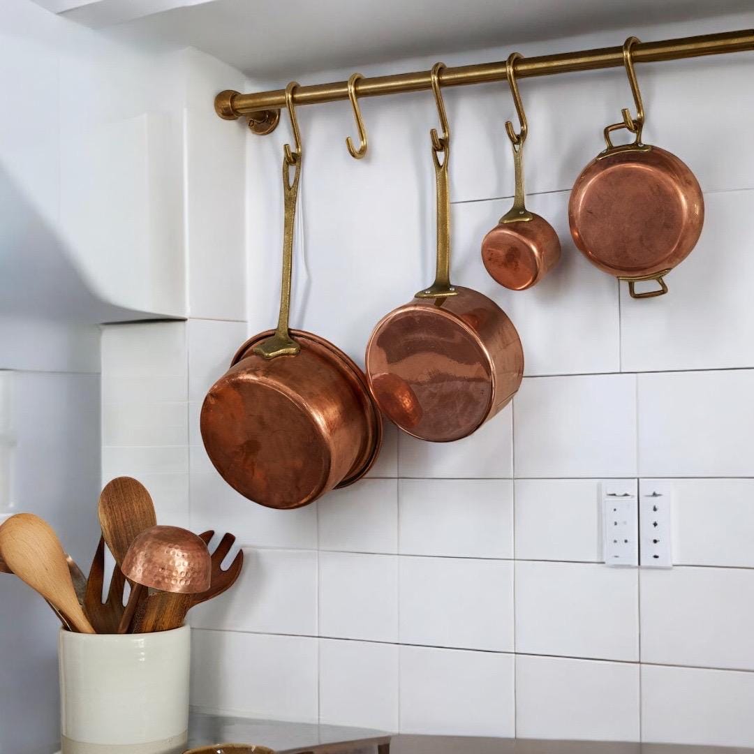 Antique Brass Pot Racks, Unlacquered Solid Brass Pot Racks and Pan ...