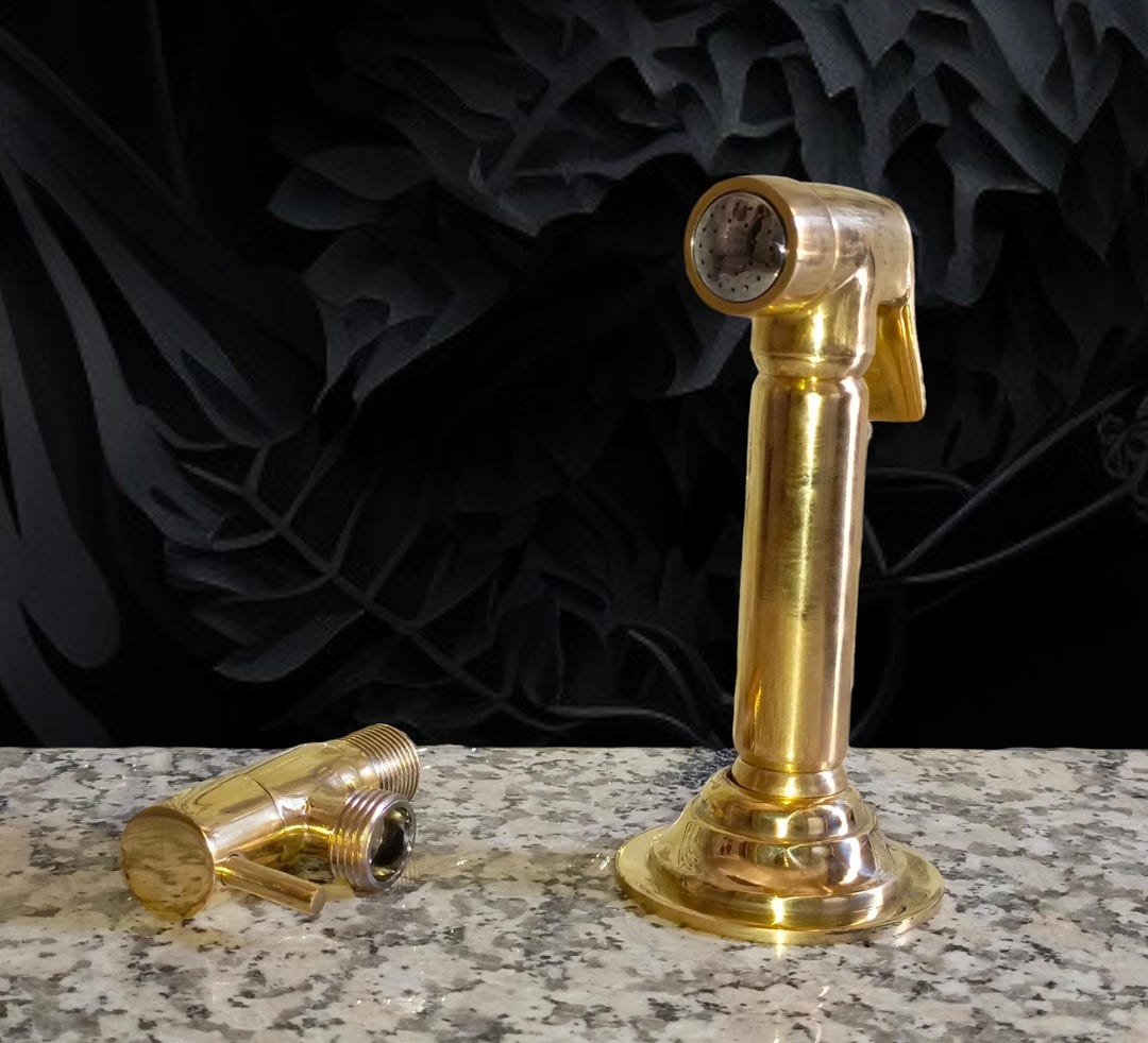 Unlacquered Brass Kitchen Hand Sprayer – Side Sprayer for Sink With ...
