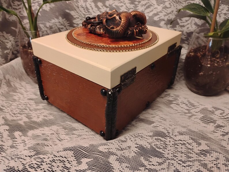 0208B Skull W/horns Awesome Box! - Etsy