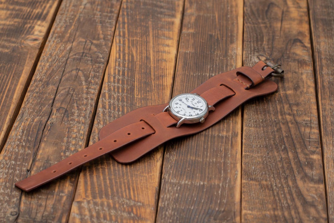 Leather Watch Strap Brown Leather Watch Strap Buckle Wide Genuine ...