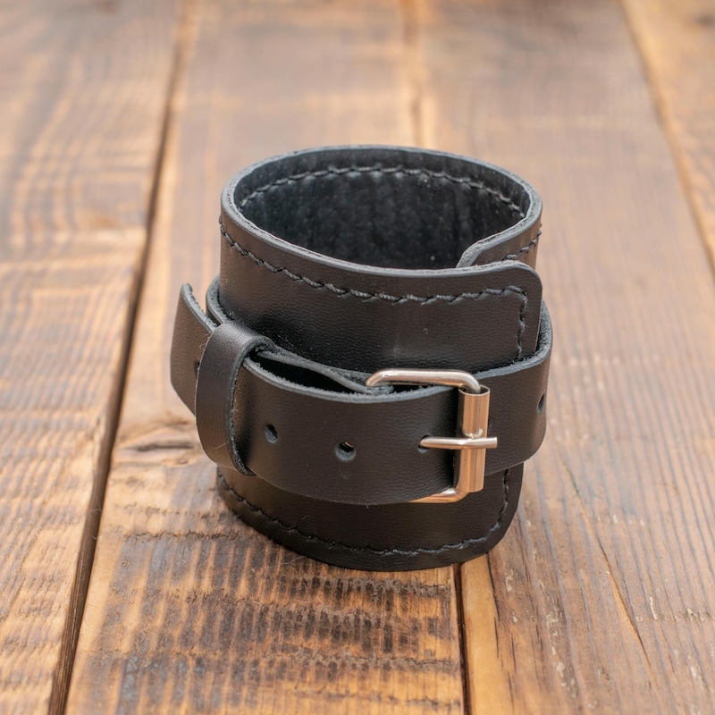 Wide Leather Cuff - Etsy
