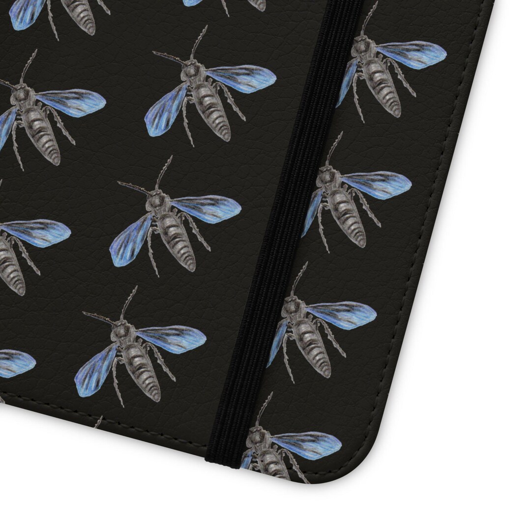 Flip Cases, Blue Flower Wasp on Black Design - Etsy