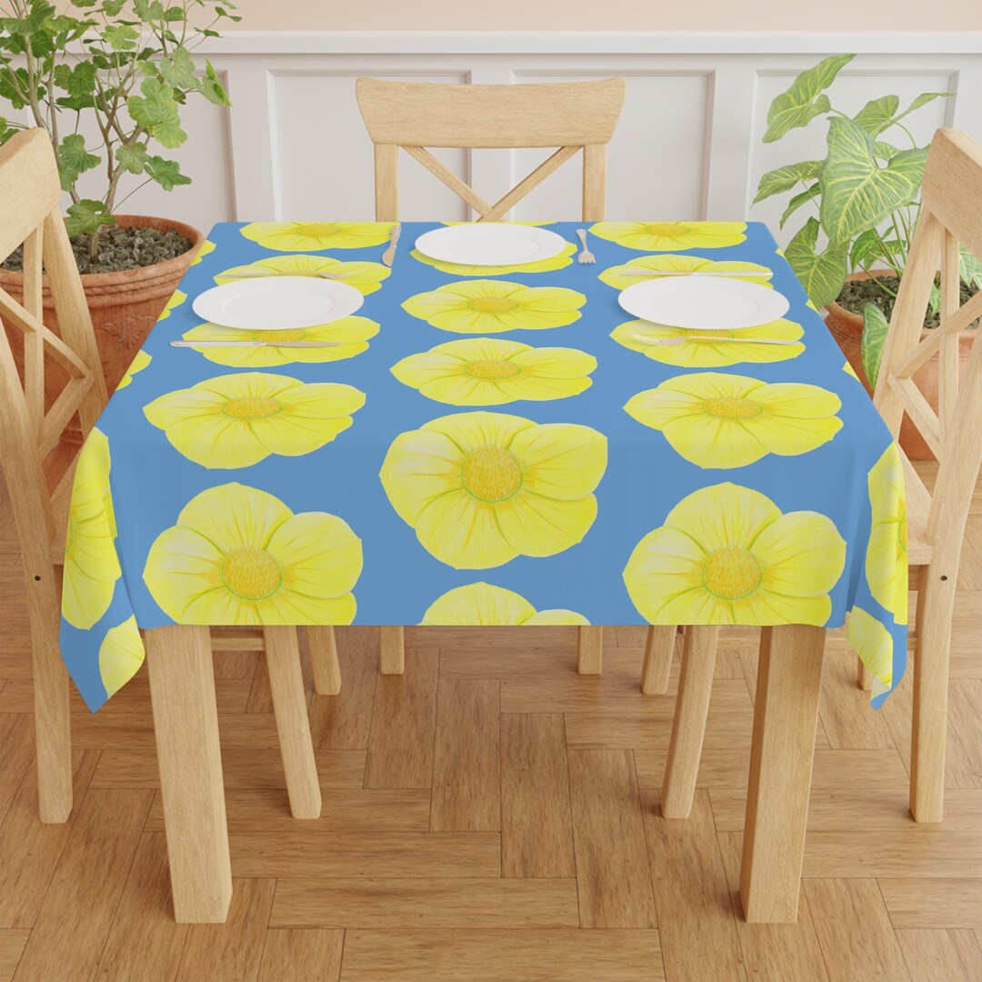 Sunny Buttercup Floral Tablecloth - Etsy