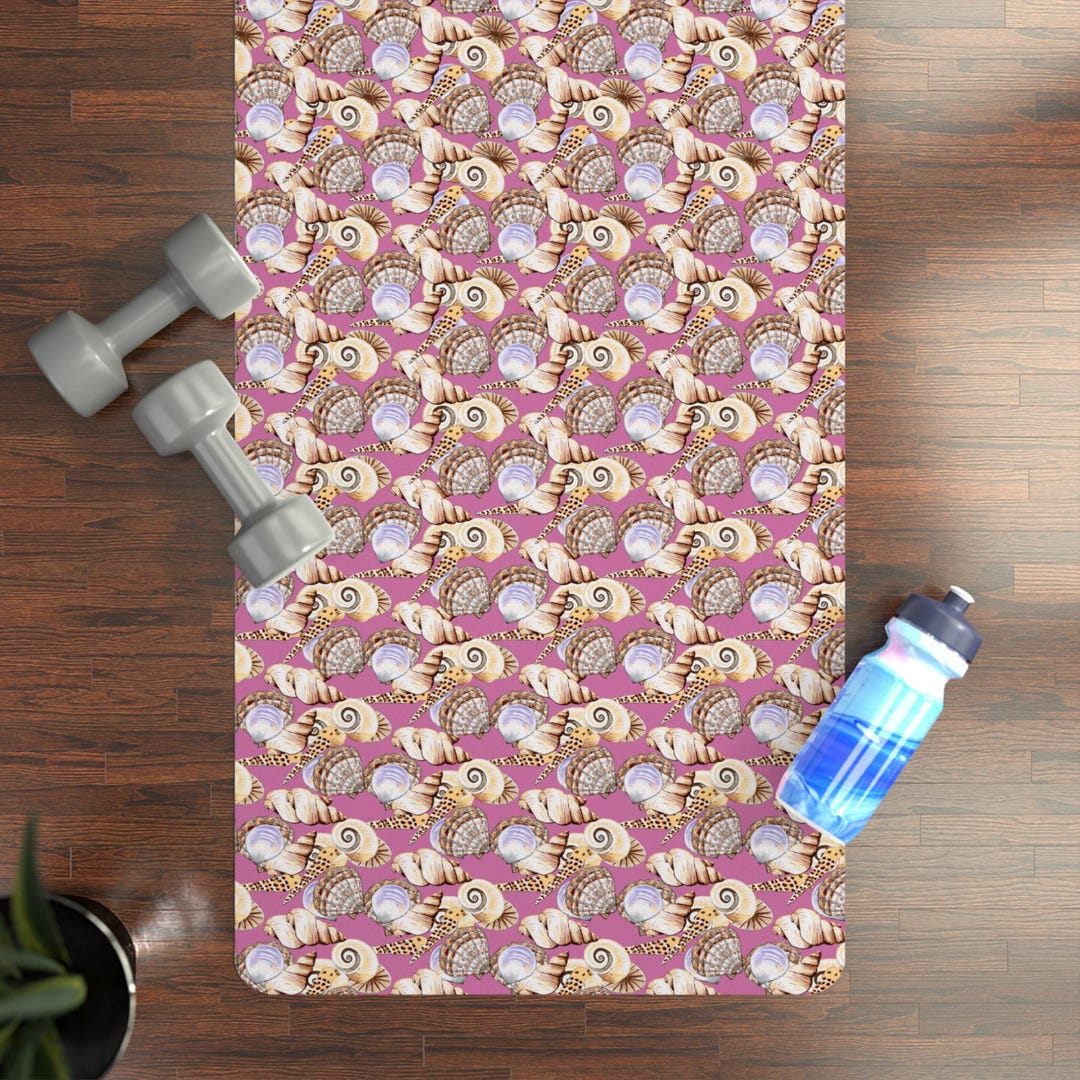 Pink Beach Seashells Rubber Yoga Mat - Etsy