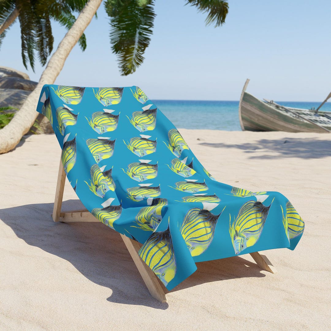 Beach Towel, Banded Angel Fish Design - Etsy