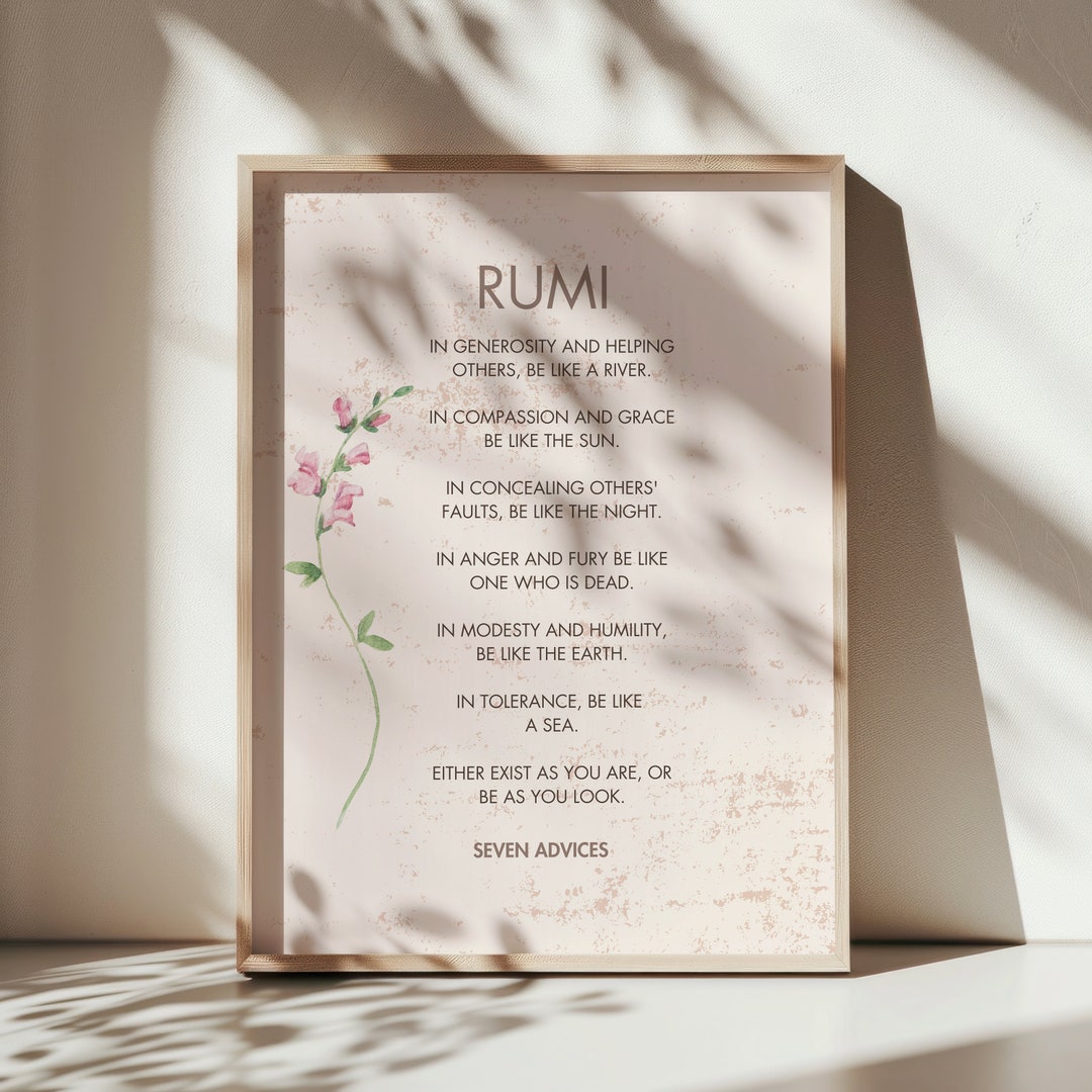 Rumi Poem Print, Brainy Quotes, Sufi Art, Rumi Poetry Wall Art, Faith ...