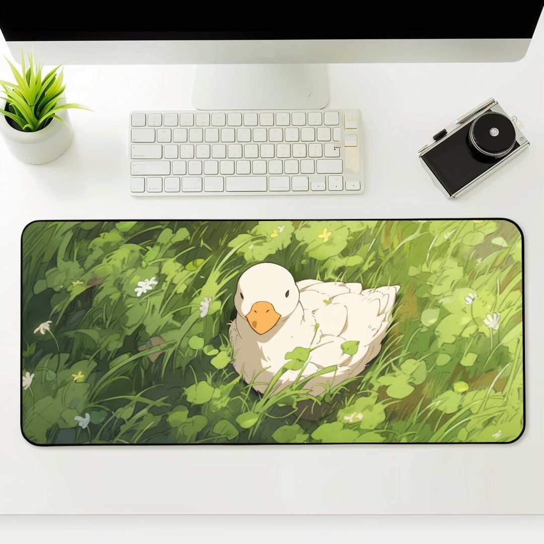 Cute Duck Desk Mat, Cozy Duck Desk Pad, Duck in Grass Desk Mat, Cartoon ...