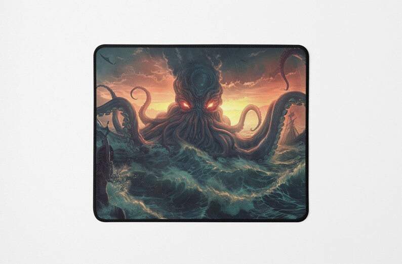 Cthulhu Rising Desk Mat, Cool Sea Monster Desk Pad, Gaming Mouse Pad ...