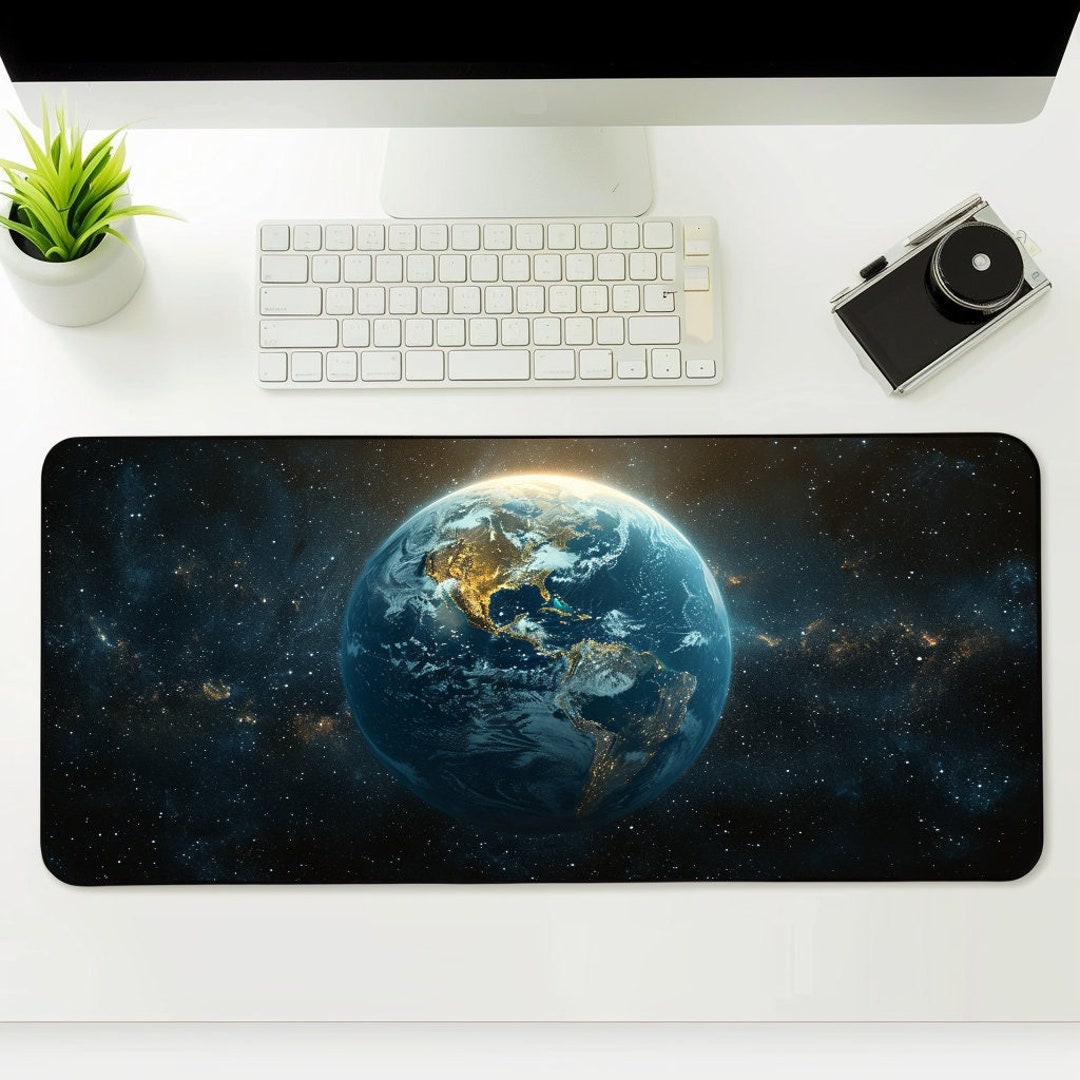 Earth Outer Space Desk Mat, Blue Planet Desk Mat, Gaming Mouse Pad ...