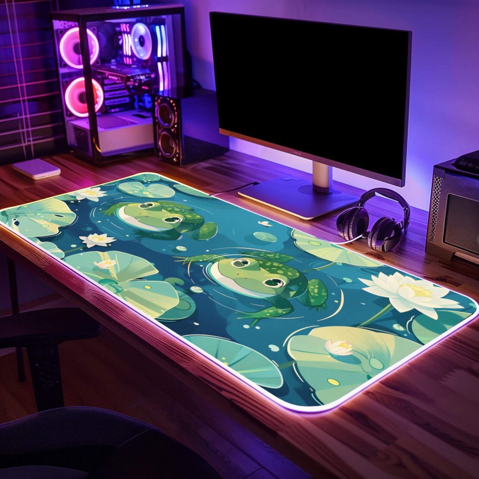 Cute Frog Lily Pad Desk Mat, Kawaii Animal Desk Pad, Large Gaming Mouse ...