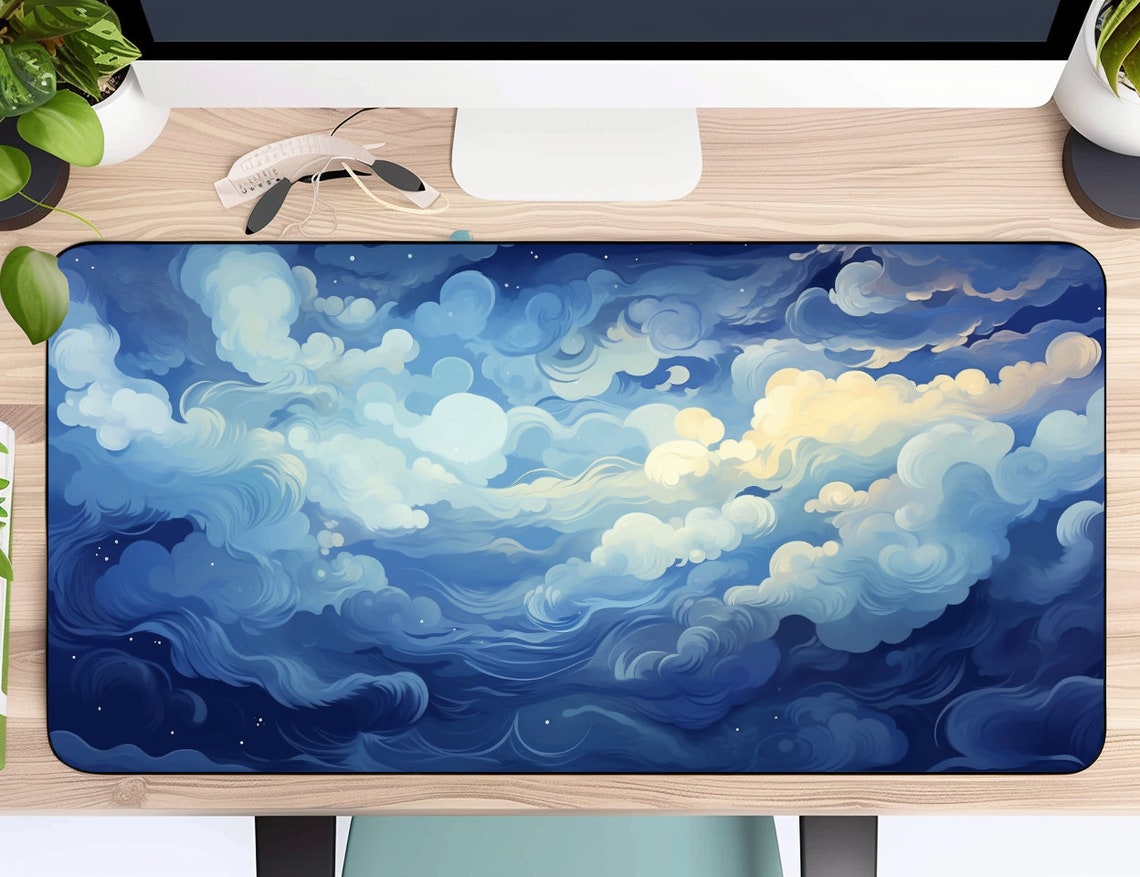 Pastel Mouse Pad, Blue Desk Mat, Pastel Sky Desk Mat, Kawaii Mouse Pad ...