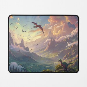 Primal Panorama Desk Mat, Dinosaur Desk Mat, Dinosaur Landscape Desk ...