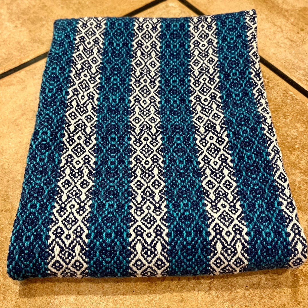 Handwoven Dishtowel Tea Towel Pure Cotton Dark Blue Pattern Stripes - Etsy